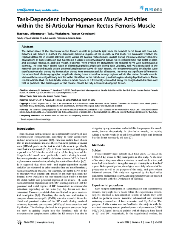 (PDF) Task-Dependent Inhomogeneous Muscle Activities within the Bi ...