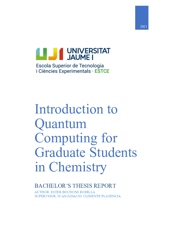 (PDF) Introduction to Quantum Computing for Graduate Students in Chemistry