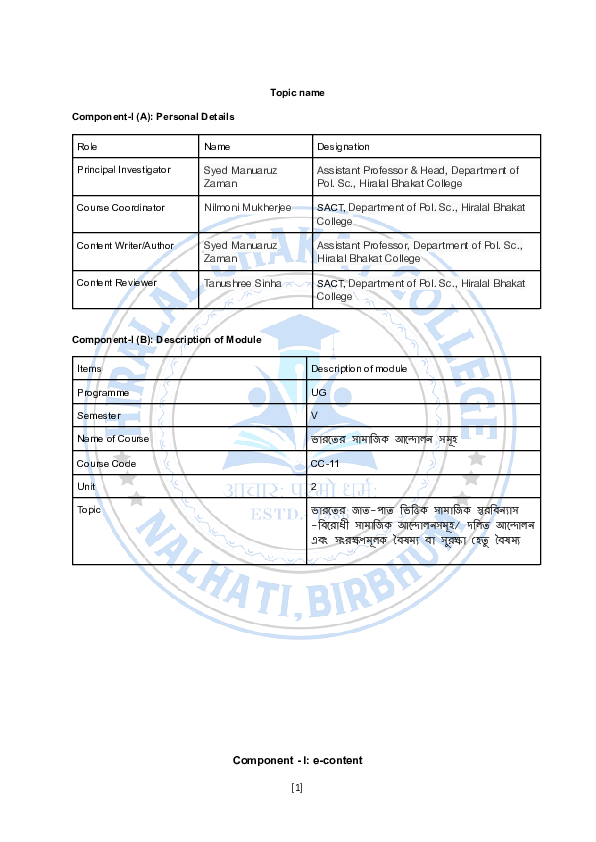 (PDF) Political movements in India