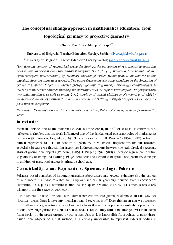 (PDF) The conceptual change approach in mathematics education: from ...