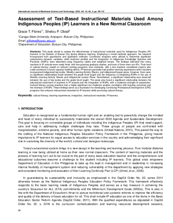 (PDF) Assessment of Text-Based Instructional Materials Used Among ...