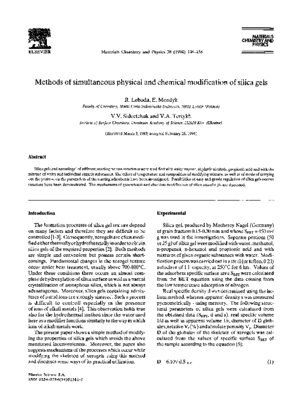 (PDF) Methods of simultaneous physical and chemical modification of silica gels