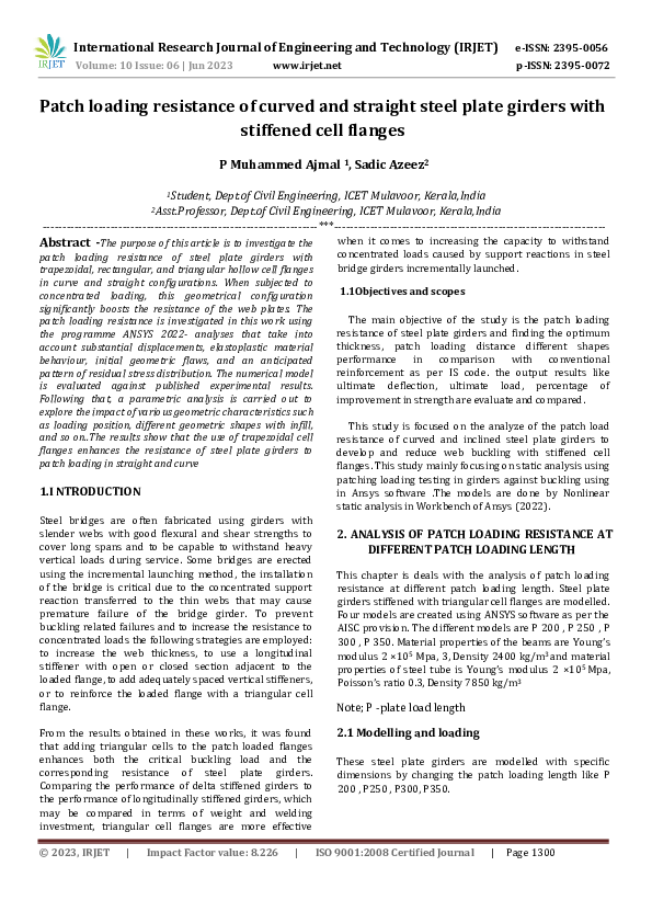 (PDF) Patch loading resistance of curved and straight steel plate ...