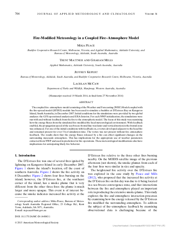 (PDF) Fire-Modified Meteorology in a Coupled Fire–Atmosphere Model