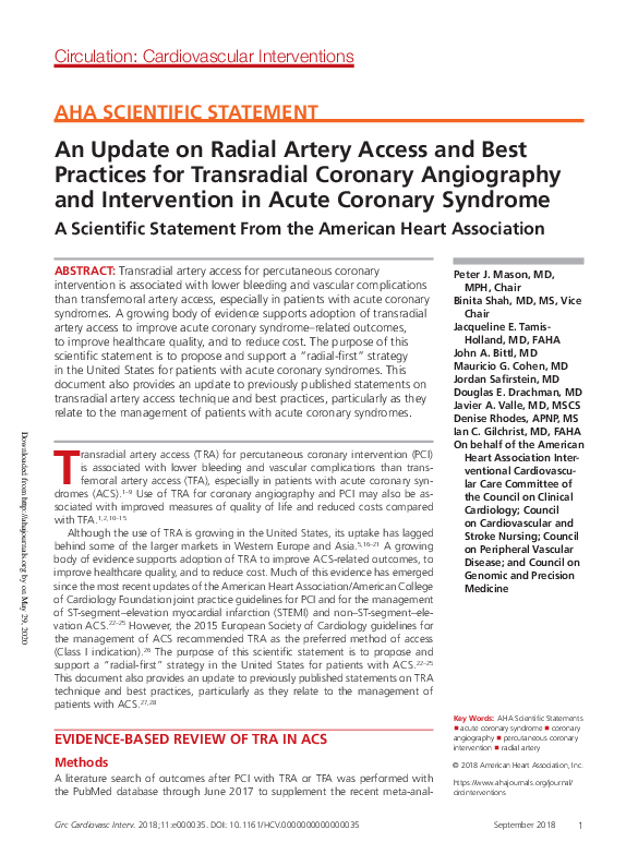 (PDF) An Update on Radial Artery Access and Best Practices for ...
