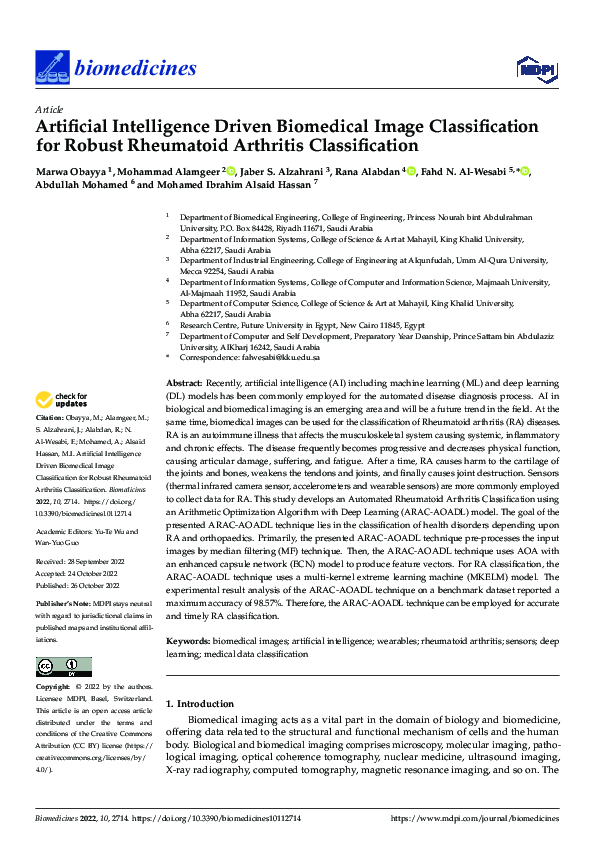 (PDF) Artificial Intelligence Driven Biomedical Image Classification ...