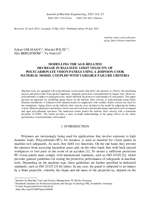 (PDF) Modeling the Age-related Decrease in Ballistic Limit Velocity of ...