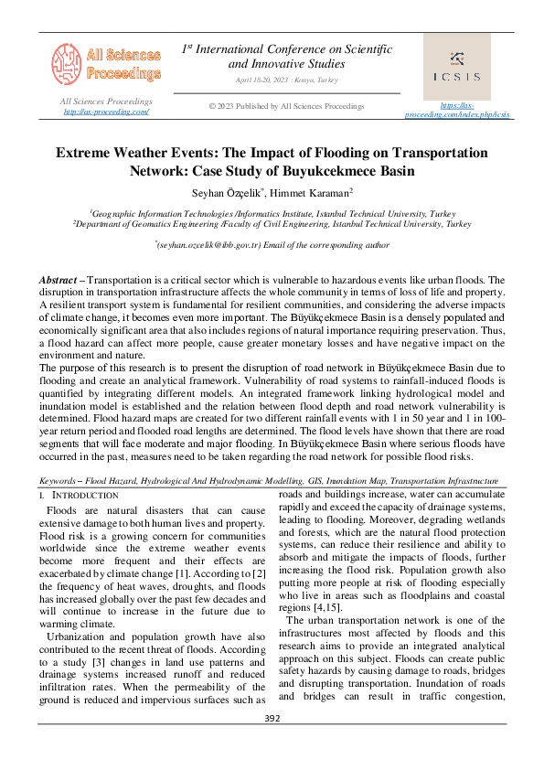 (PDF) Extreme Weather Events: The Impact of Flooding on Transportation Network: Case Study of ...