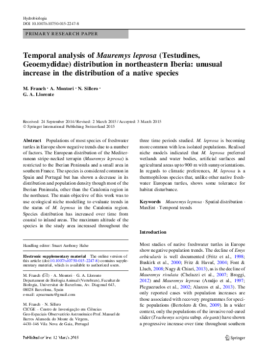 (PDF) Temporal analysis of Mauremys leprosa (Testudines, Geoemydidae ...