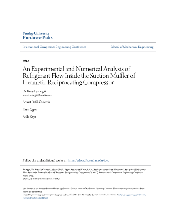 (PDF) An Experimental and Numerical Analysis of Refrigerant Flow Inside ...
