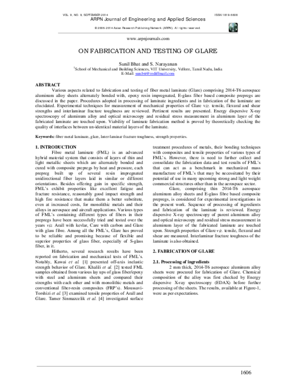 (PDF) ON FABRICATION AND TESTING OF GLARE