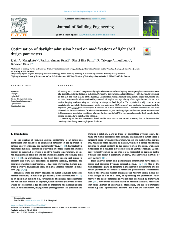 (PDF) Optimisation of daylight admission based on modifications of light shelf design parameters