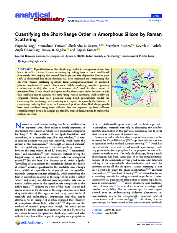 (PDF) Quantifying the Short-Range Order in Amorphous Silicon by Raman ...