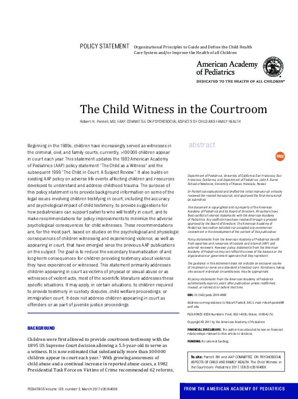 (PDF) The Child Witness in the Courtroom