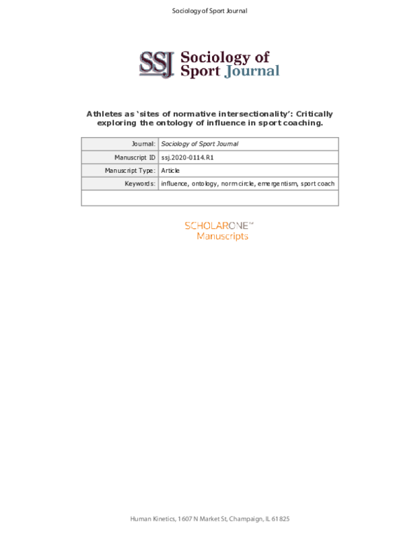 (PDF) Athletes as “Sites of Normative Intersectionality”: Critically ...