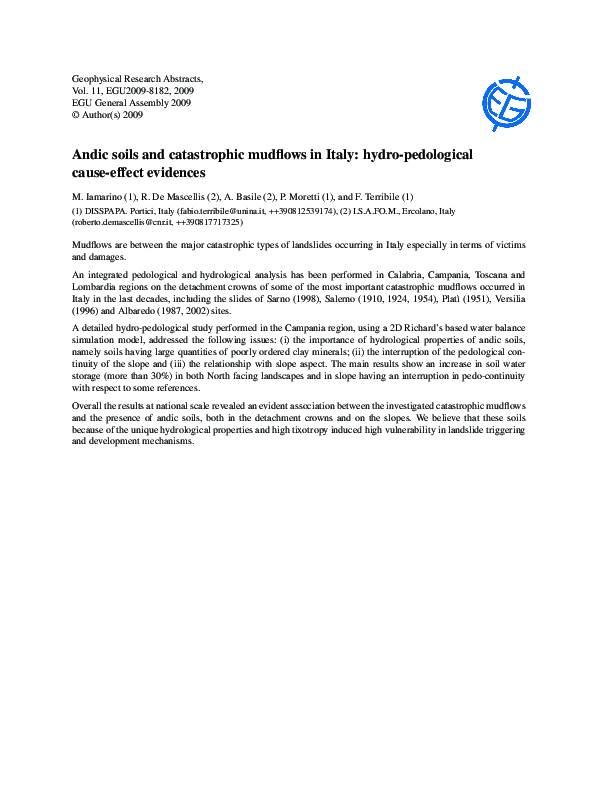 (PDF) Andic soils and catastrophic mudflows in Italy: Morphological and ...