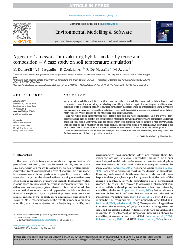 (PDF) A generic framework for evaluating hybrid models by reuse and composition – A case study ...