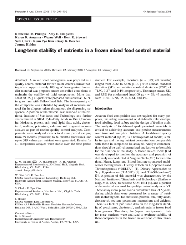 (PDF) Long-term stability of nutrients in a frozen mixed food control ...