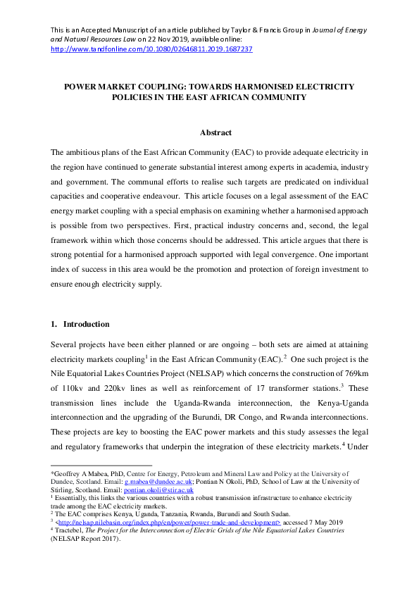(PDF) Power market coupling: towards harmonised electricity policies in ...