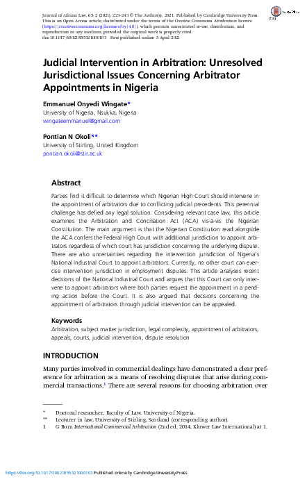 (PDF) Judicial Intervention in Arbitration: Unresolved Jurisdictional ...