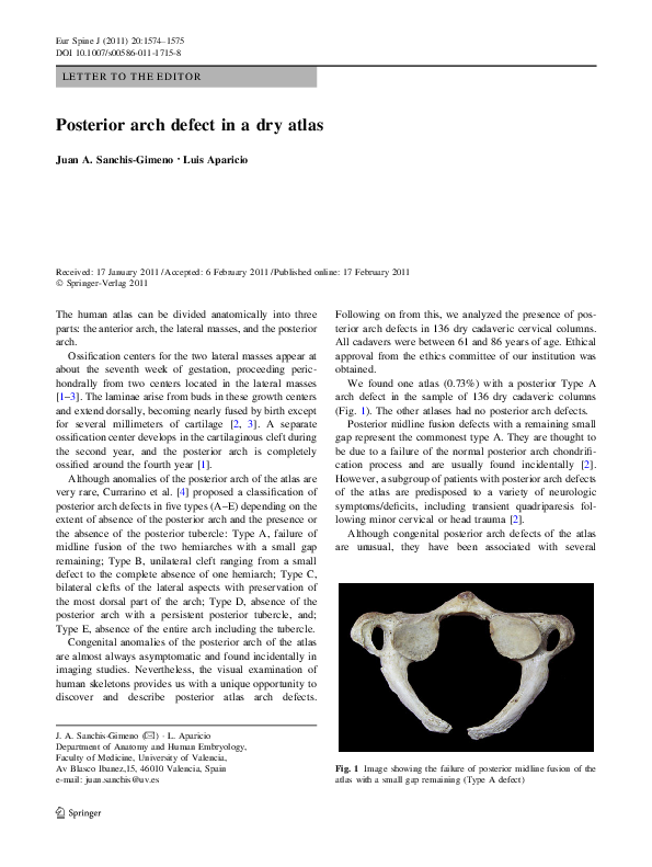(PDF) Posterior arch defect in a dry atlas | Luis Ernesto ( L U I S ...