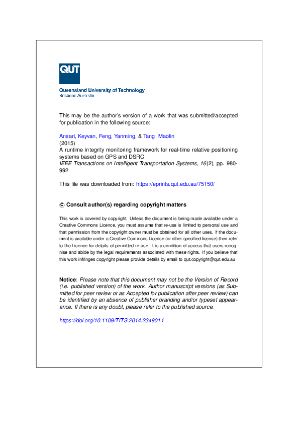 (PDF) A Runtime Integrity Monitoring Framework for Real-Time Relative Positioning Systems Based ...