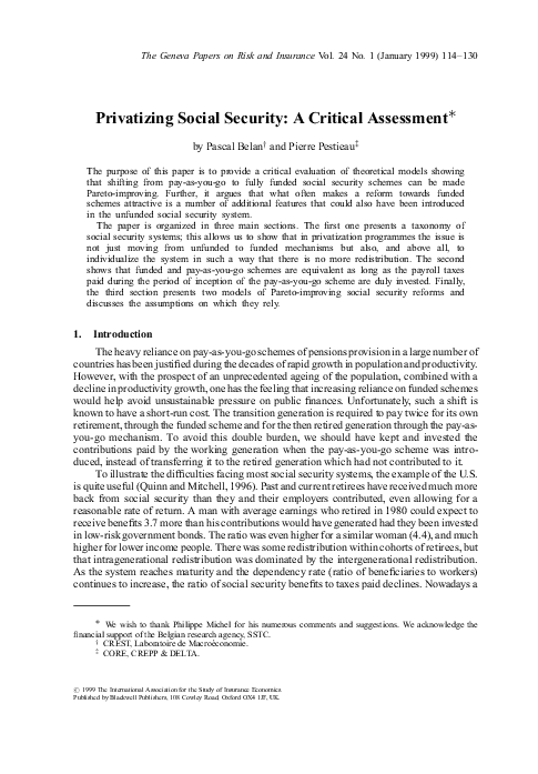 (PDF) Privatizing Social Security: A Critical Assessment