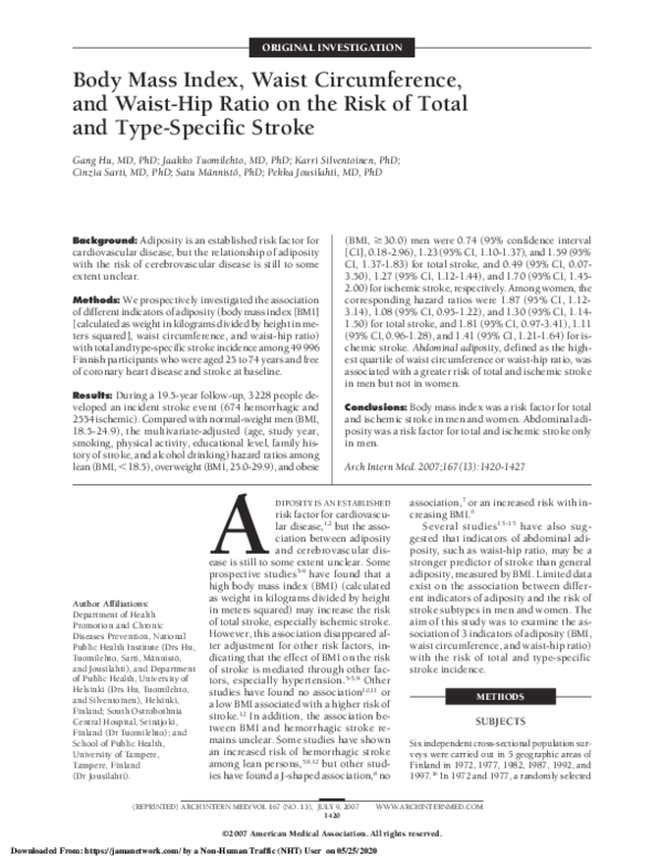(PDF) Body Mass Index, Waist Circumference, and Waist-Hip Ratio on the Risk of Total and Type ...
