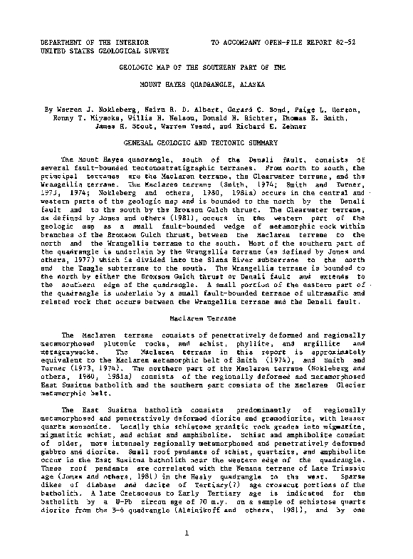 (PDF) Geologic map of the southern part of Mount Hayes Quadrangle, Alaska