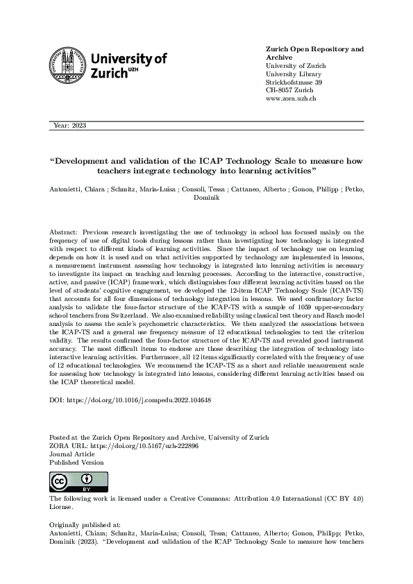 (PDF) “Development and validation of the ICAP Technology Scale to ...