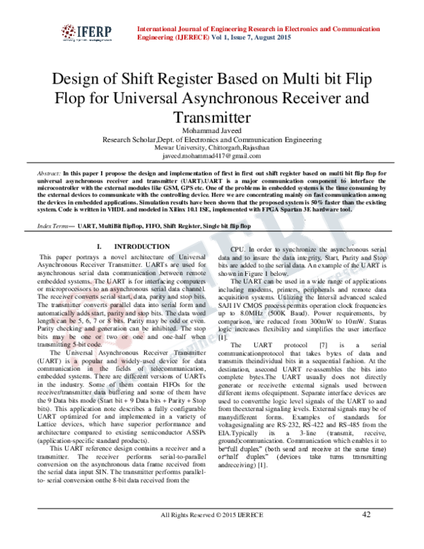 (PDF) Design of Shift Register Based on Multi bit Flip Flop for ...