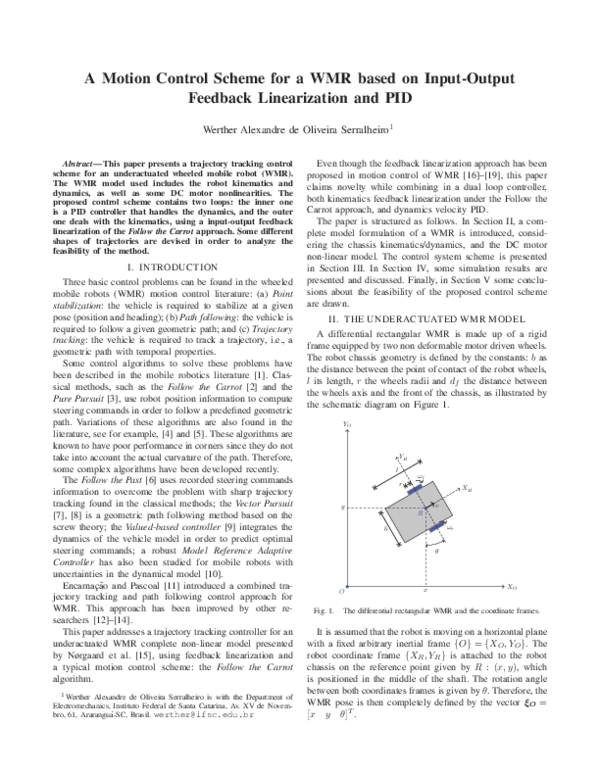 (PDF) A Motion Control Scheme for a WMR based on Input-Output Feedback ...