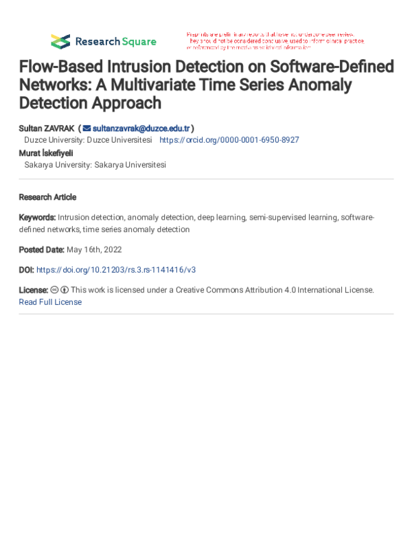 (PDF) Flow-Based Intrusion Detection on Software-Defined Networks: A Multivariate Time Series ...