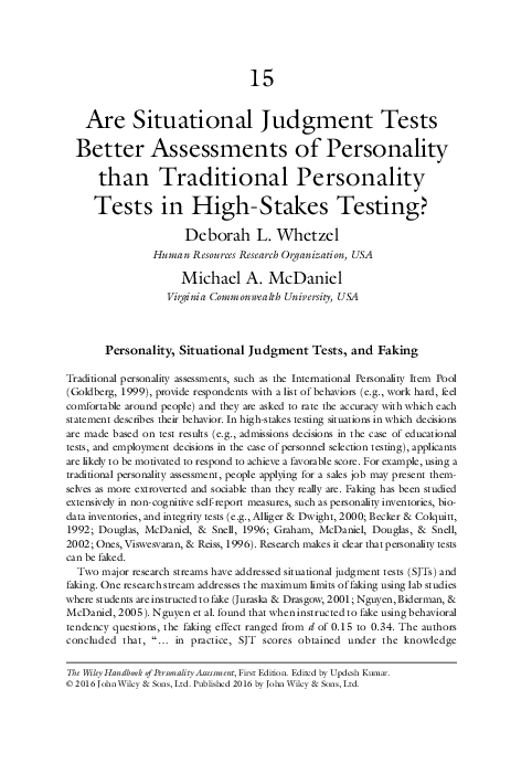 (PDF) Are Situational Judgment Tests Better Assessments of Personality ...
