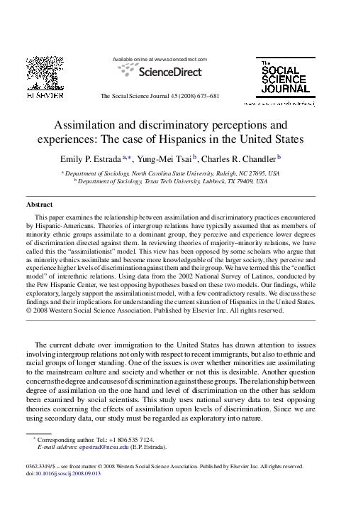 (PDF) Assimilation and discriminatory perceptions and experiences: The ...