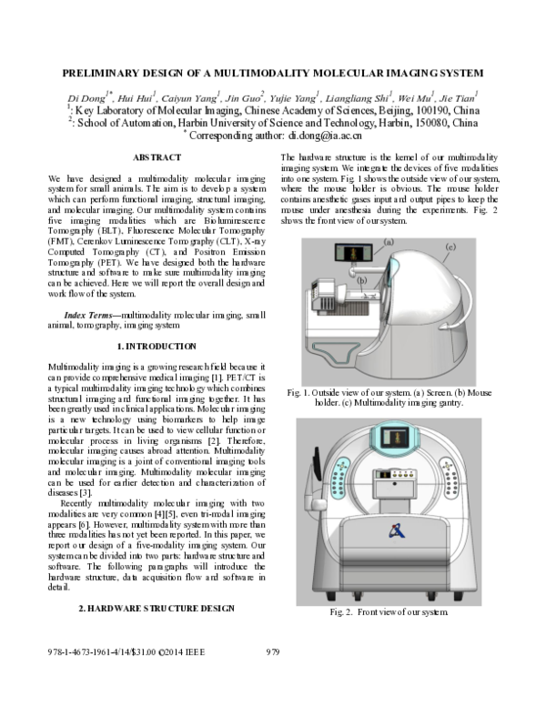 (PDF) Preliminary design of a multimodality molecular imaging system