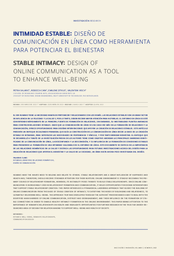 (PDF) Stable intimacy. Design of online communication as a tool to ...