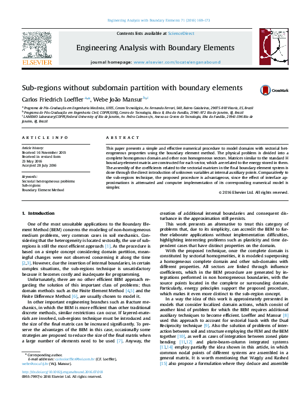 (PDF) Sub-regions without subdomain partition with boundary elements