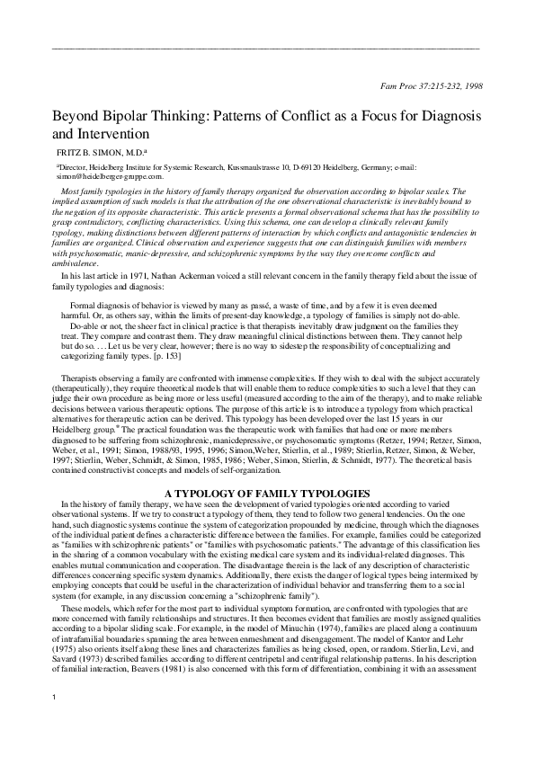 (PDF) Beyond Bipolar Thinking: Patterns of Conflict as a Focus for ...