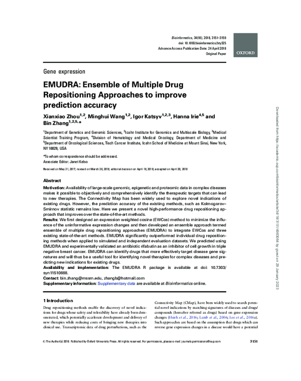 (PDF) EMUDRA: Ensemble of Multiple Drug Repositioning Approaches to ...