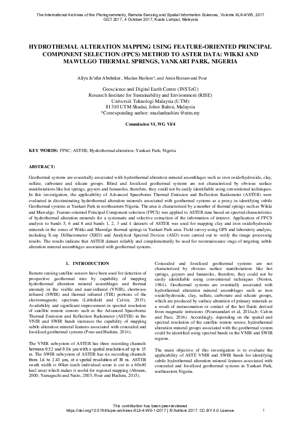 (PDF) Hydrothemal Alteration Mapping Using Feature-Oriented Principal Component Selection (FPCS ...