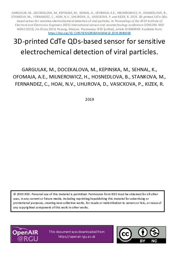 (PDF) 3D-printed CdTe QDs-based sensor for sensitive electrochemical detection of viral particles