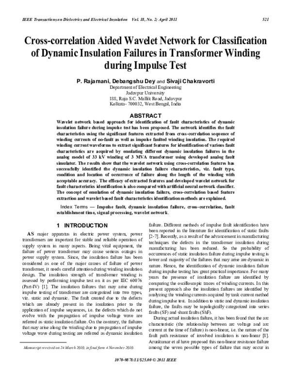 (PDF) Cross-correlation aided wavelet network for classification of dynamic insulation failures ...