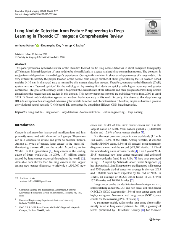 Pdf Lung Nodule Detection From Feature Engineering To Deep Learning