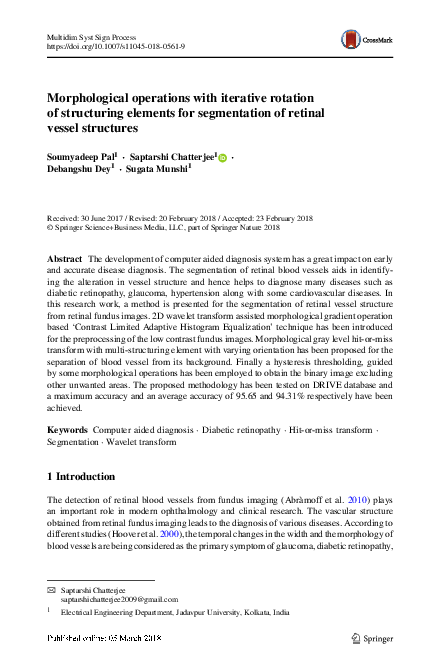 Pdf Morphological Operations With Iterative Rotation Of Structuring Elements For Segmentation