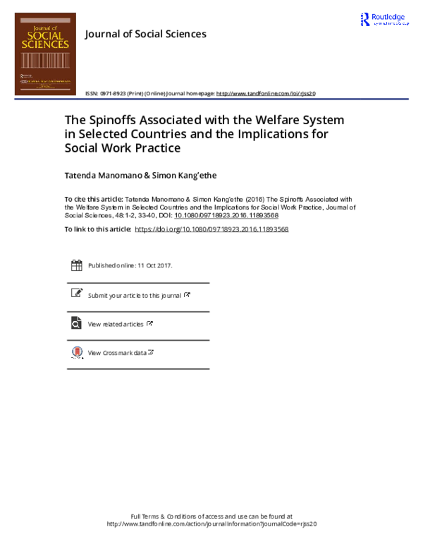 (PDF) The Spinoffs Associated with the Welfare System in Selected ...