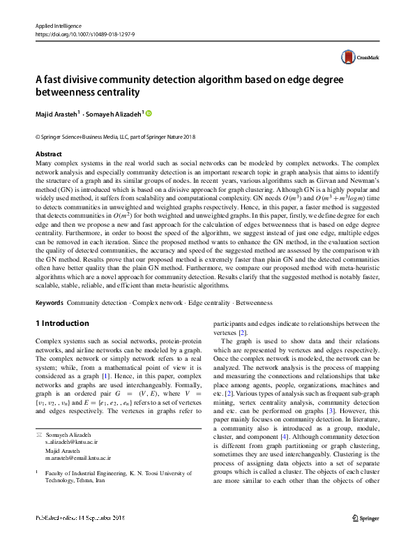 (PDF) A fast divisive community detection algorithm based on edge degree betweenness centrality