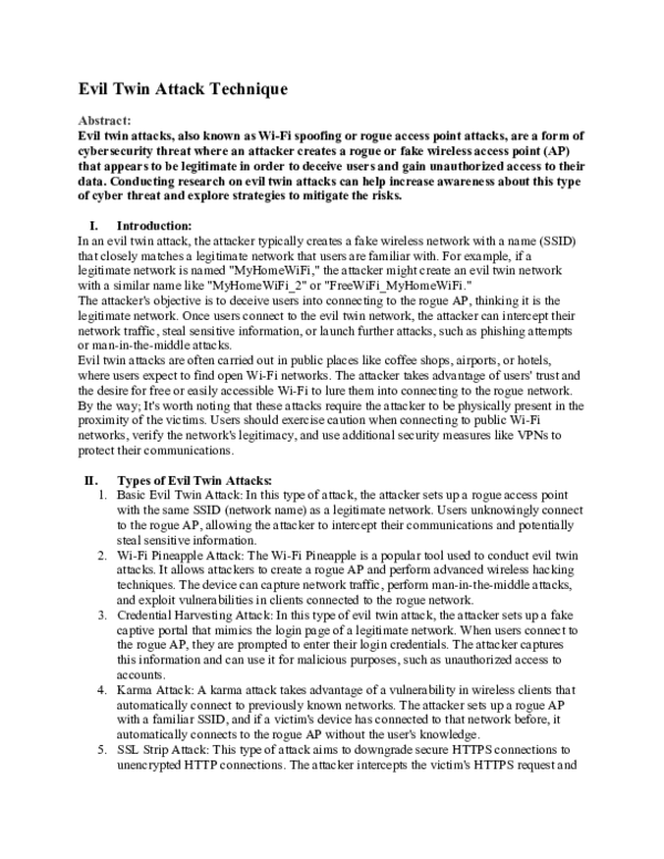 (DOC) Evil Twin Attack Technique