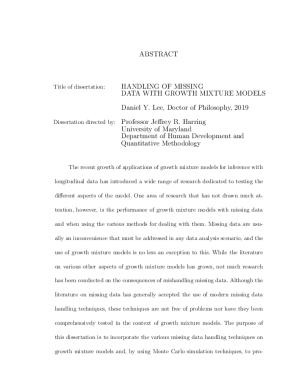 (PDF) Handling Missing Data in Growth Mixture Models