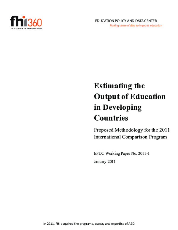 (PDF) Estimating the Output of Education in Developing Countries